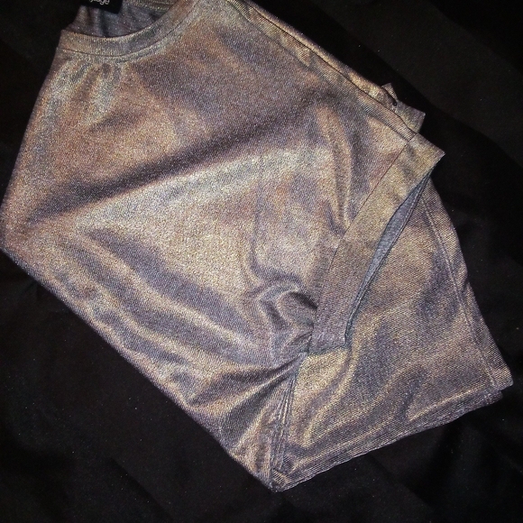 Tops | Metallic Silver Tshirt | Poshmark